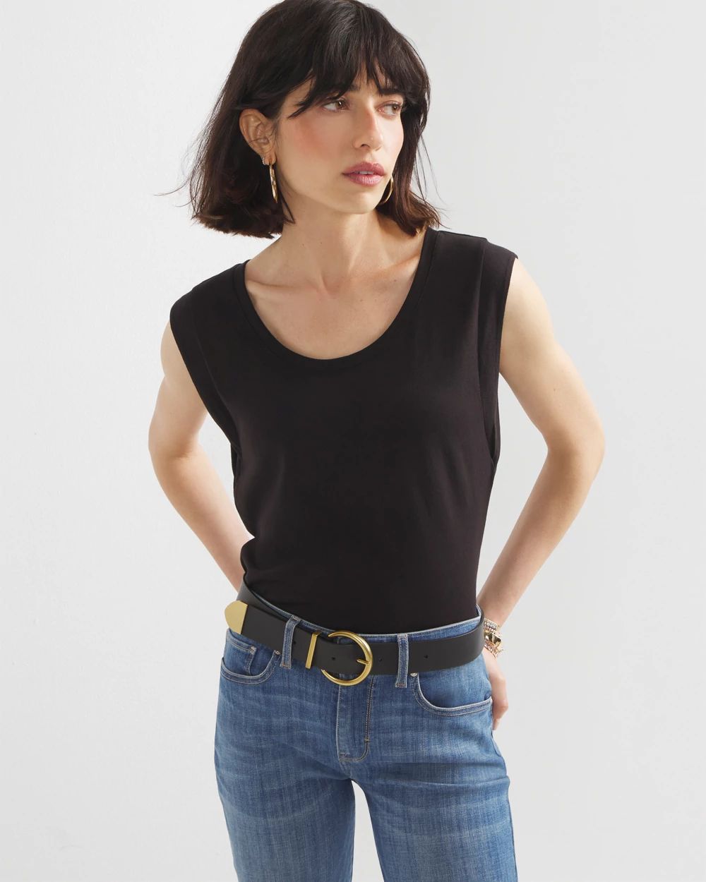 High-Rise Scoop Neck Tee | White House Black Market